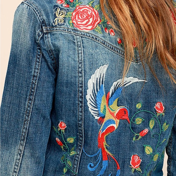 Blank NYC | Jackets & Coats | Blank Nyc Embroidered Medium Wash Jacket ...